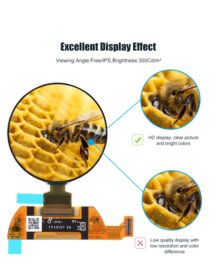 24pin IPS 454X454 Amoled Round Projection Screen - OLED Display