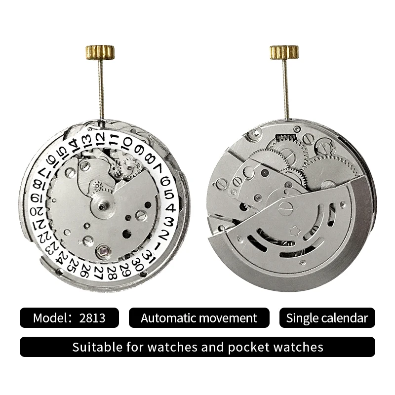2813 Watch Movement 3 Hands Single Calendar Automatic Mechanical ...
