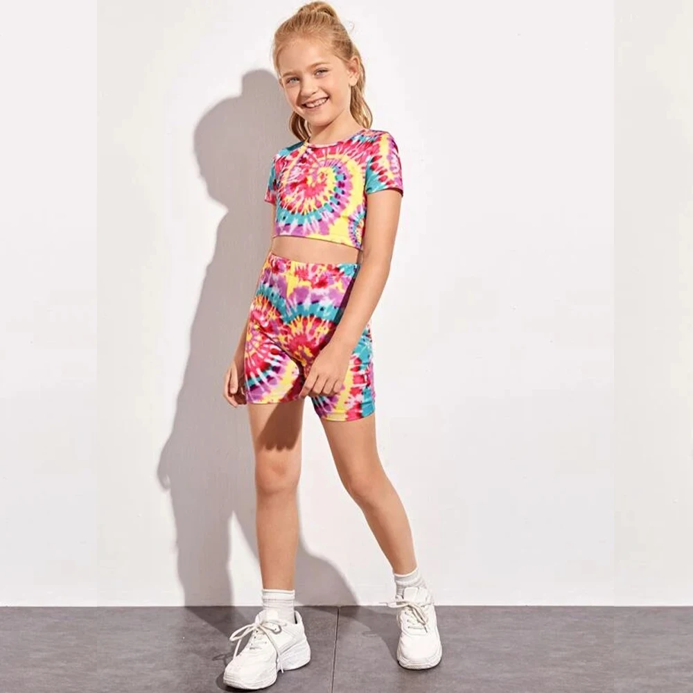 2020 Girls Two Piece Sets Teen Girls Clothes Kids Clothing Sets Tie Dye ...