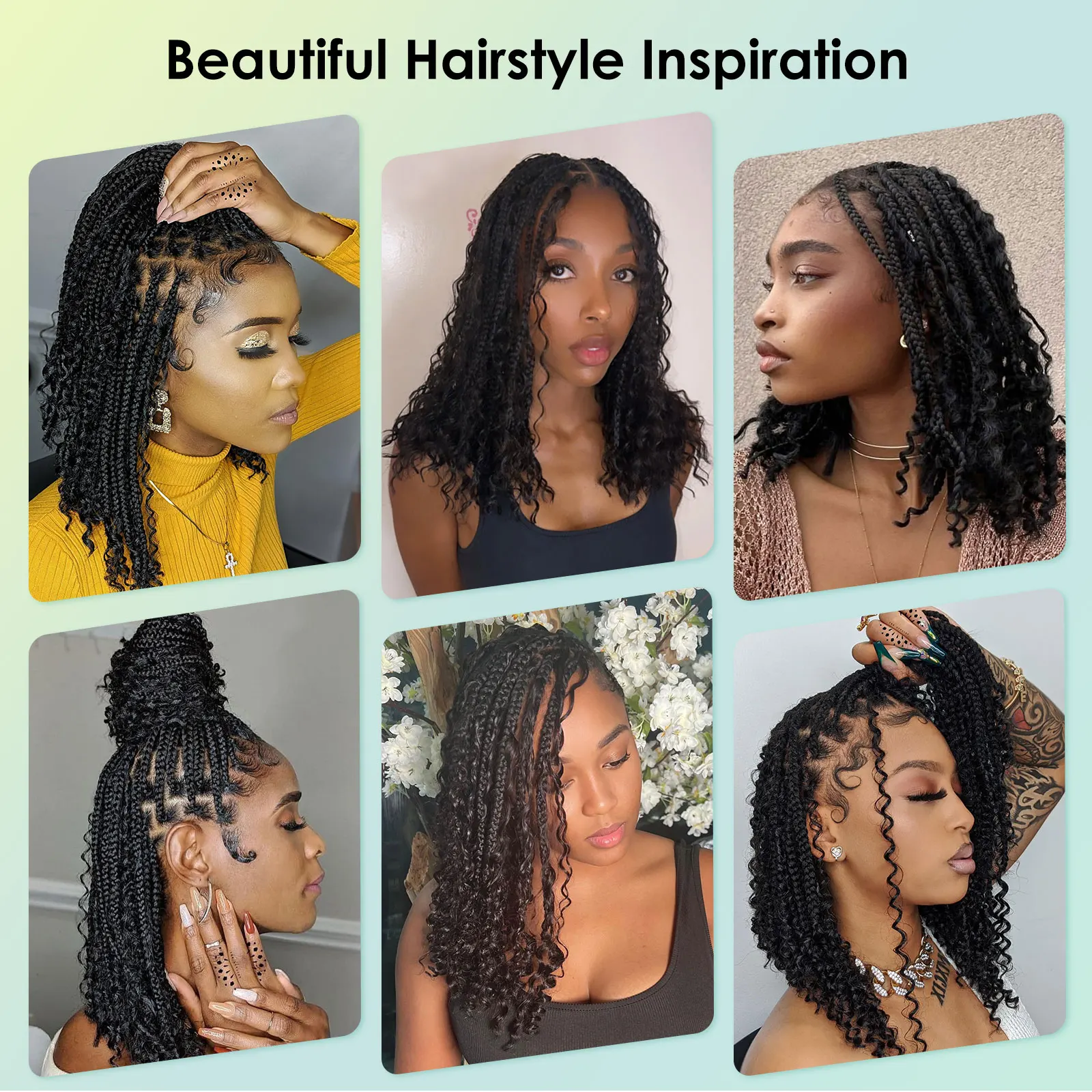 18" Short Boho Knotless Box Braided Wigs For Women 13*8 Hd Lace Front ...