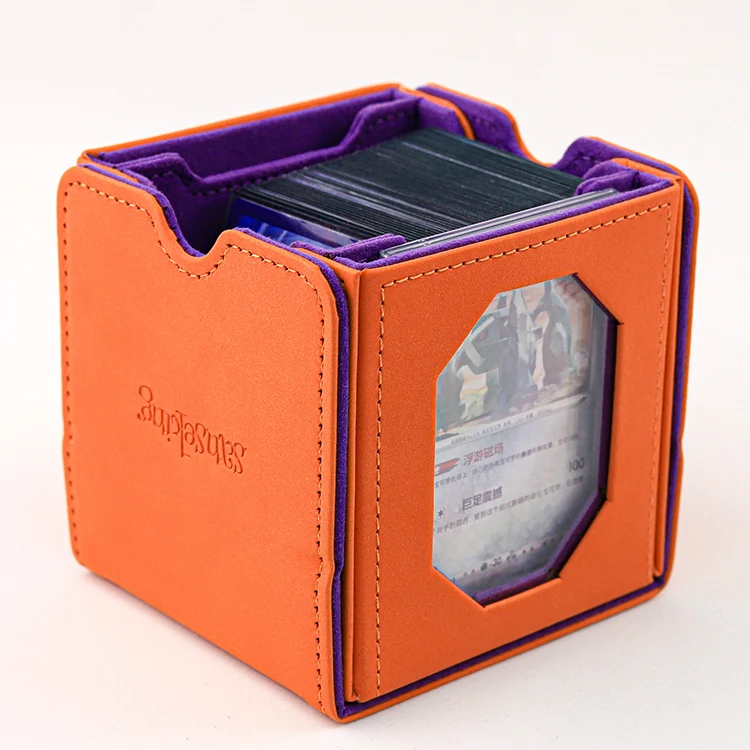 Sanseking Brand PU Leather Card Box Storage Deck Case with clear Window ...