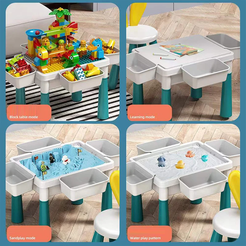 Kids Plastic Build Blocks Table Diy Assembly Educational Learning Toys ...