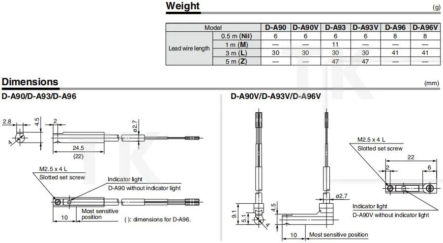 Smc 3c-d-a93l Magnetic Switch D-a90(v)/d-a93(v)/d-a96(v) Direct ...