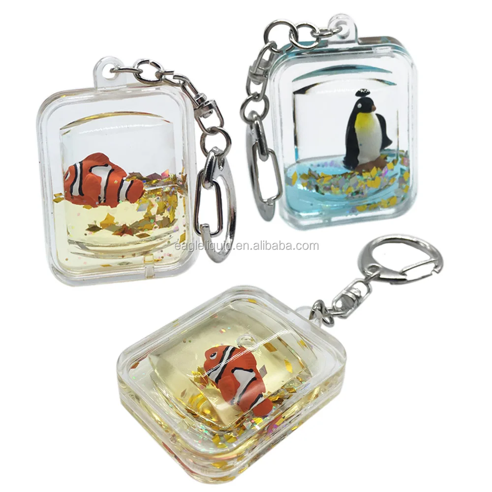 Oem Acrylic Liquid Keychains Custom Novelty Water Oil Floating Keyring ...