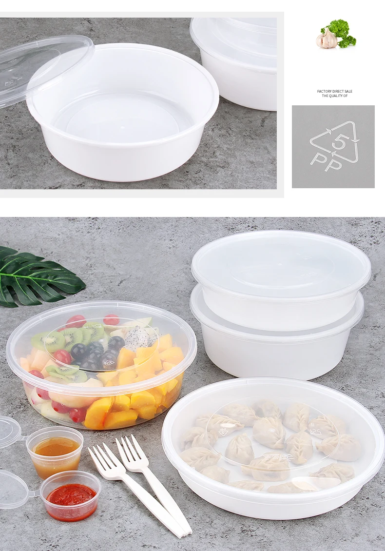 Take Away Plate Round Bowl Container Disposable Food Delivery Plastic ...