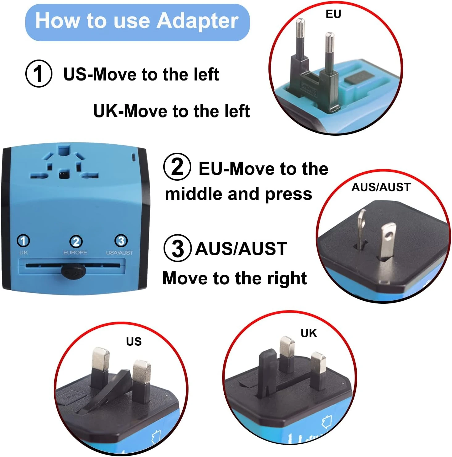 All-in-one International Travel Plug Adapter With 3 Usb Ports And 1 Ac ...