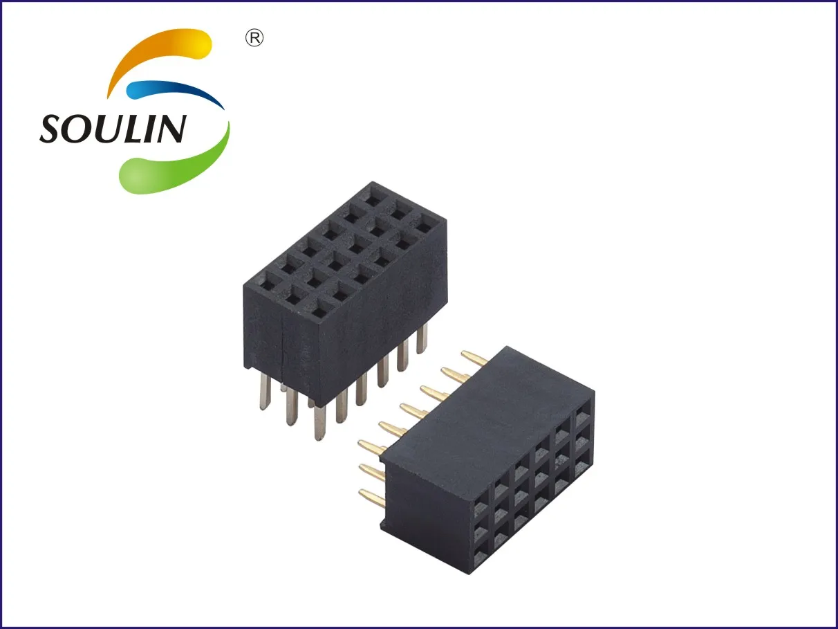 Double Row Straight Female Pin Header 2.54mm Pitch Pin Long 12mm Strip ...