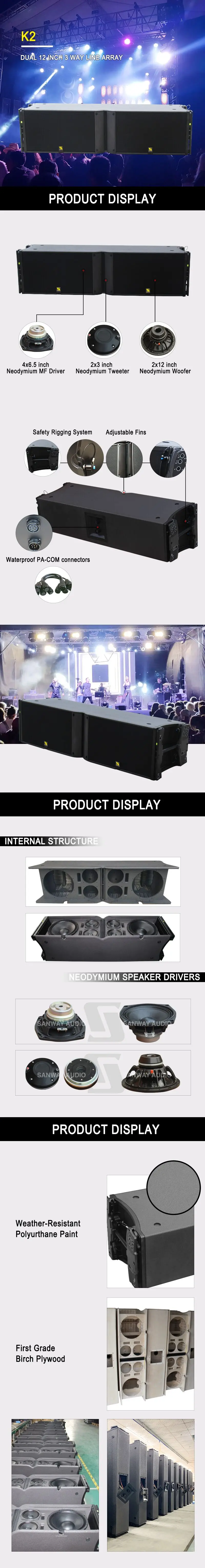 K2 Sanway Dual 12" 3 Way Line Array Speakers - 147 Db SPL