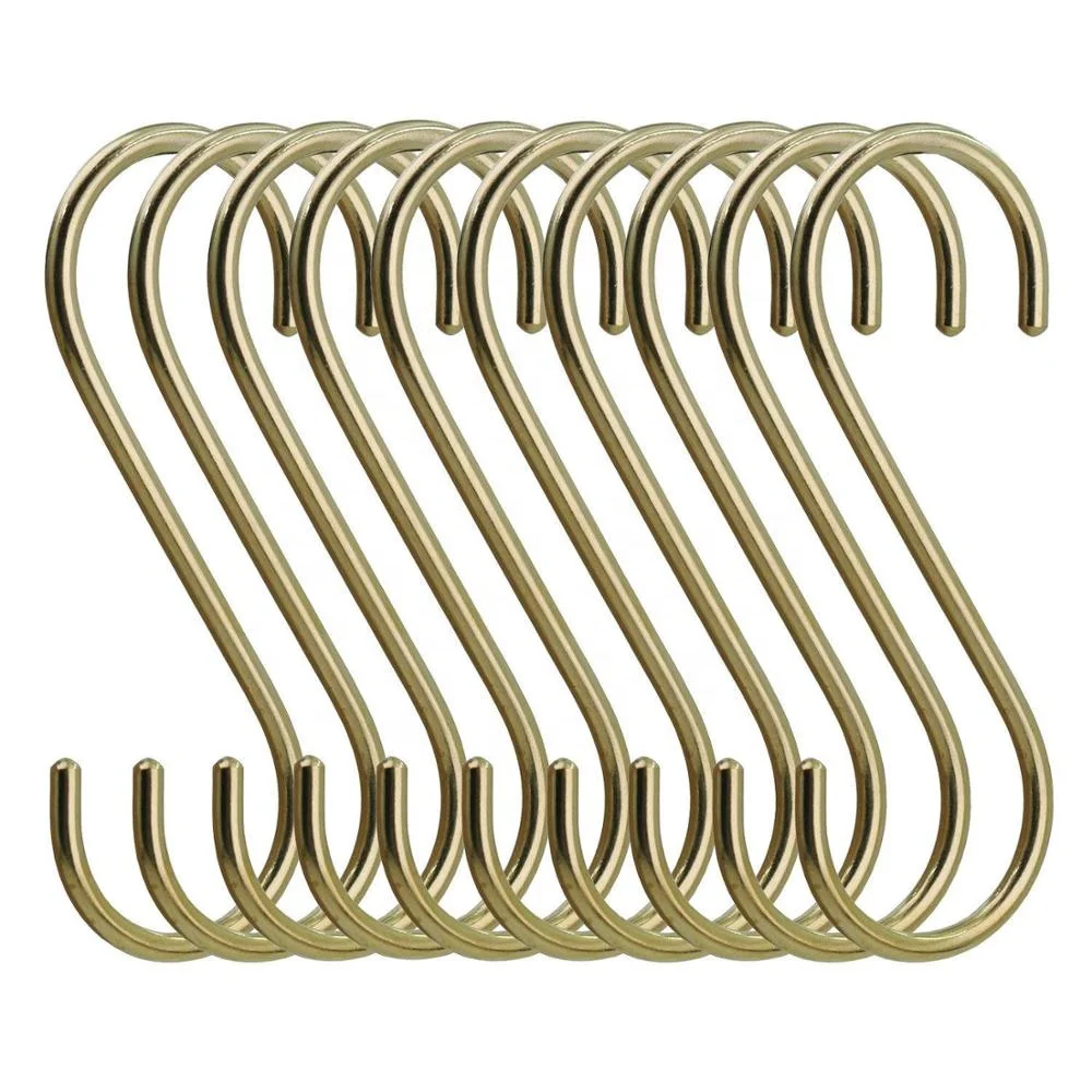 10 Counts Pure Copper Heavy Duty Solid Brass Hanging S Shaped Hooks ...