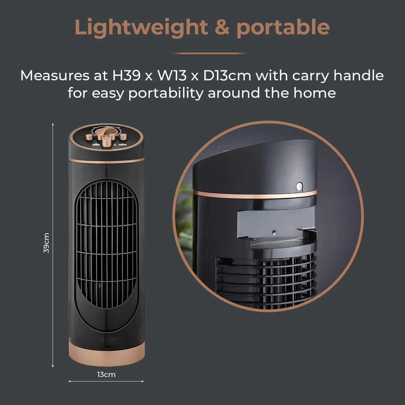 14-Inch Mini Tower Electric MINI Fan Plastic Air Cooling for Household or Hotel Use With 2-Hour ...