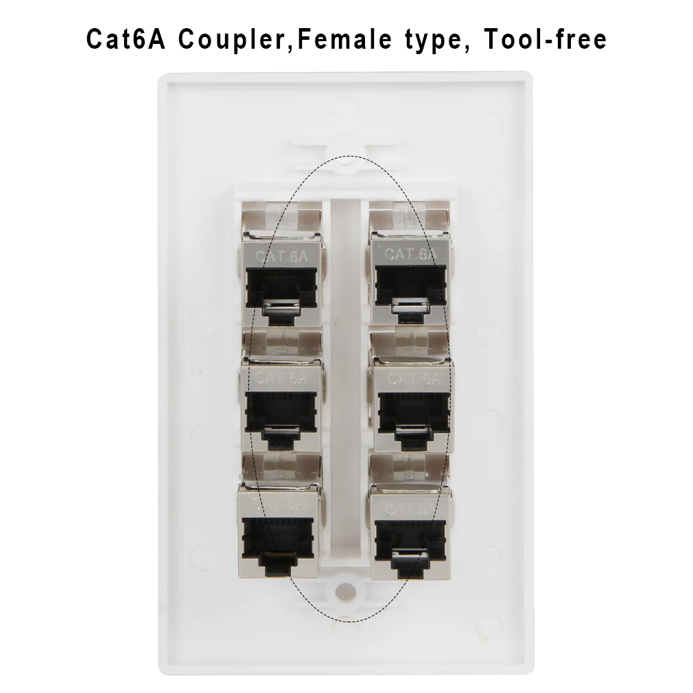 Cat6a Wall Plate 6 Port Ethernet Siding Cat6 Cat6a White With Mounting ...