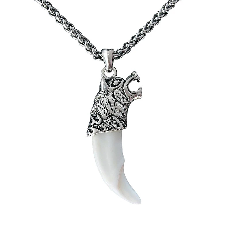 Yx010 Fake Hyena Teeth Pendant Necklace Stainless Steel Necklace Tibet ...