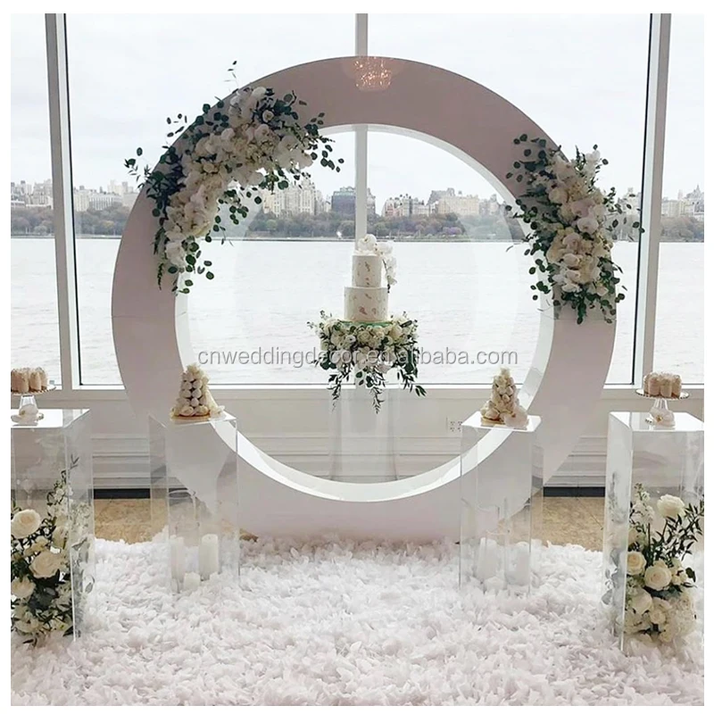 Floral Ring White Round Acrylic Arch for Event Decor