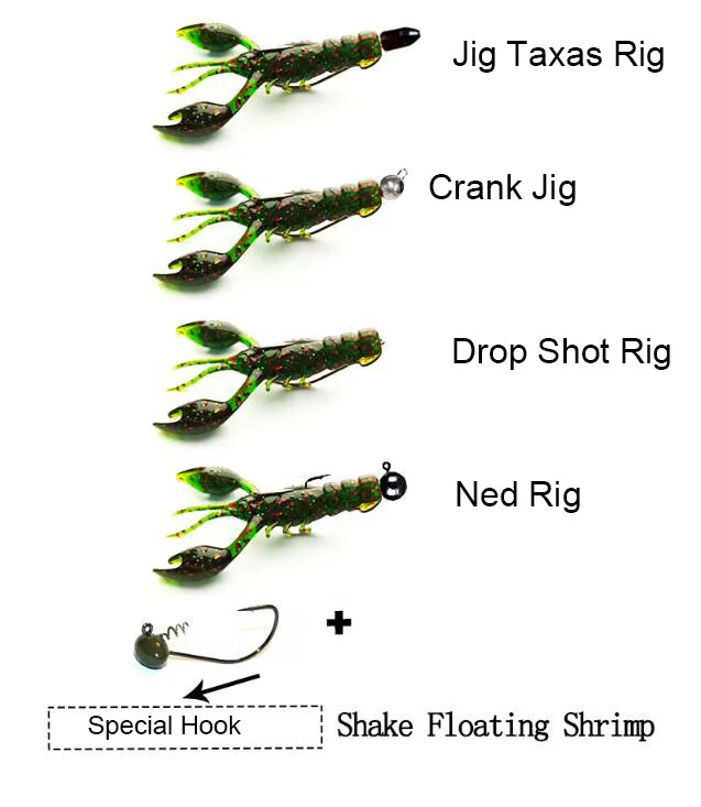 Floating Swing Shrimp Ned Drop Shot Tpr Crawfish Soft Fishing Swim Bait ...
