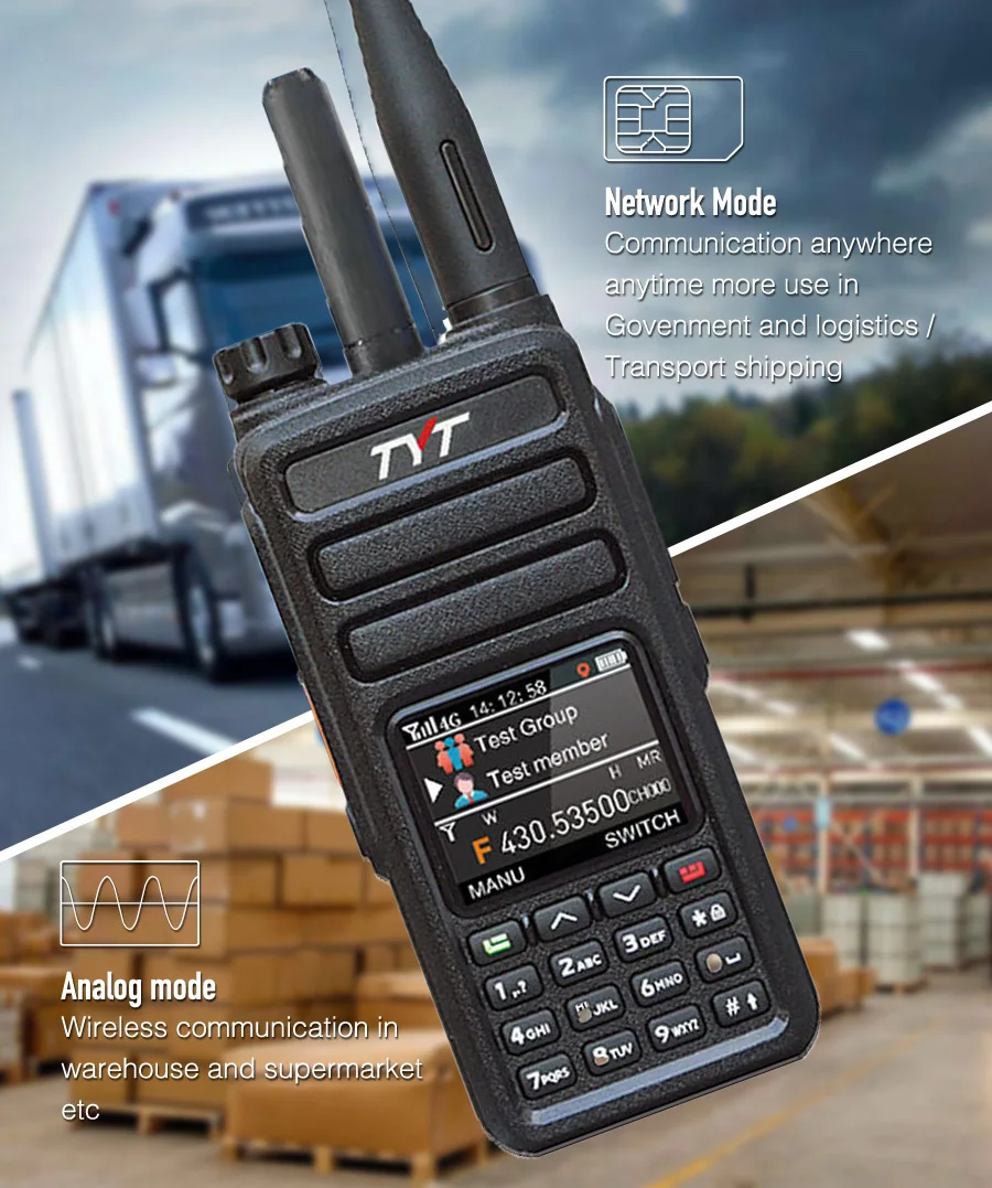 TYT Two Way Radio with Sim Card - Android 4G Analog Radio