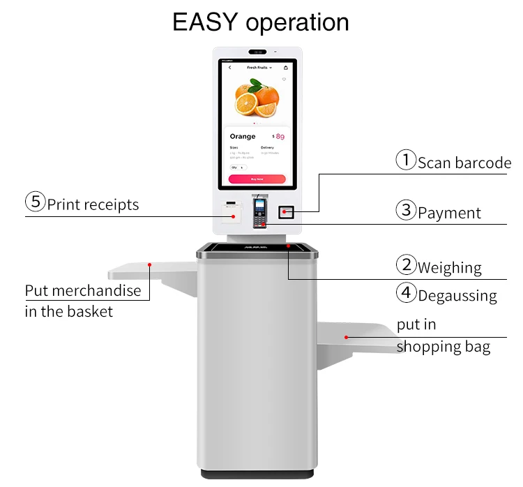 Supermarket Card Pay Self Service Terminal Check Out Machine Self ...
