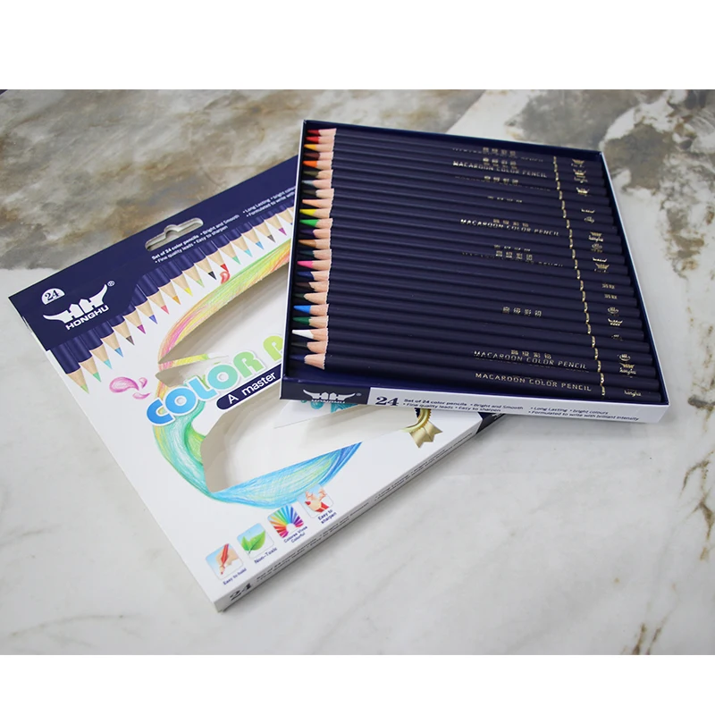 High Quality Color Pencils 24 Color Pencil Sliding Box Packing Drawing ...