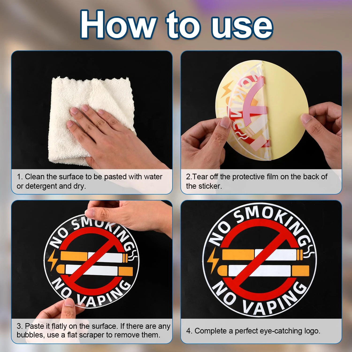 No Smoking & No Vaping Stickers - Durable & Waterproof