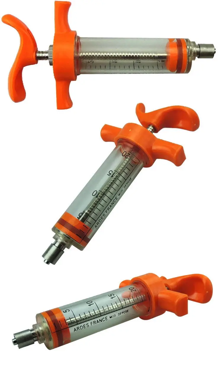 20ml Plastic Steel Veterinary Vaccine Injector Animal Vaccination ...