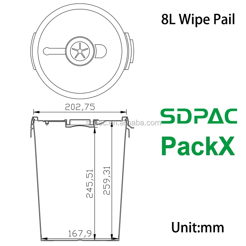 8 Liters Plastic Bucket Wipe Dispenser Pail Lid Easy to Open and Close ...