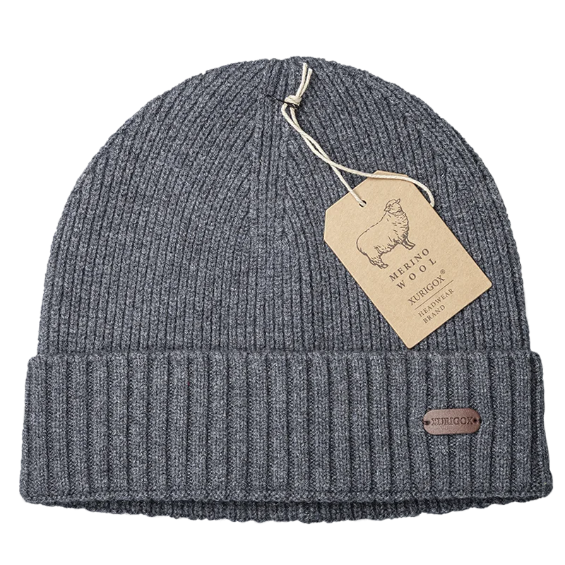 High Quality 100% Merino Wool Knit Toboggan Ski Beanie