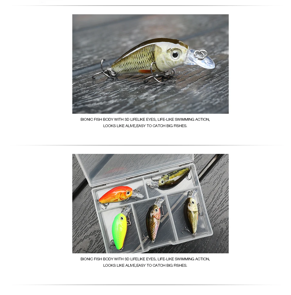 Custom or Blanks 3.6g 36mm Mini Crankbait Set Artificial Small Fishing ...