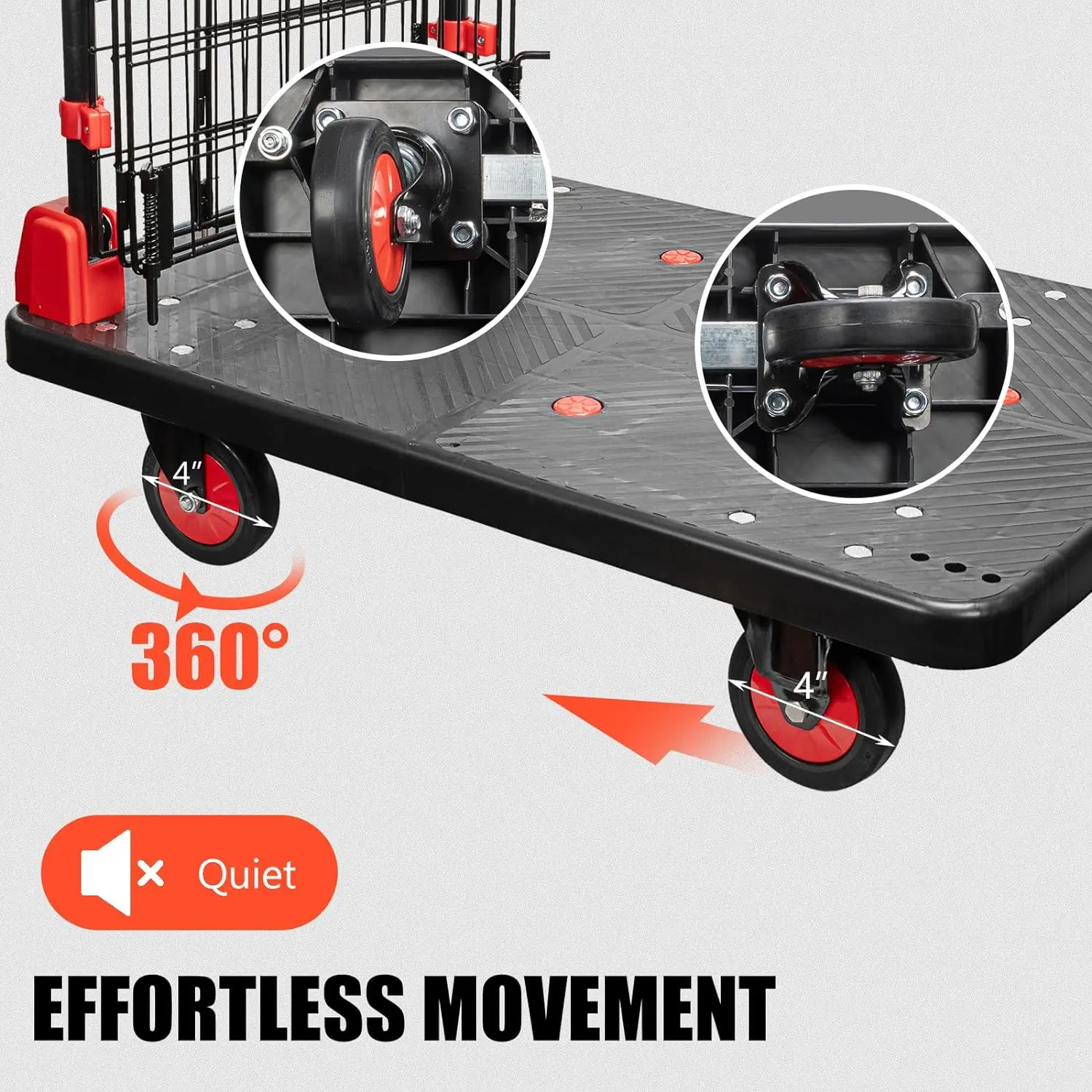 Platform Trolley with Cage Heavy Duty Dolly 660LBS Capacity Foldable ...