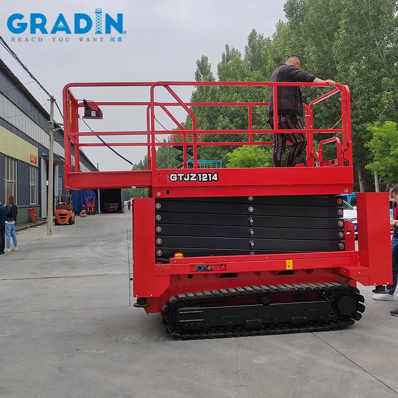 With Outriggers 12m Self-propelled Crawler Scissor Lift Rugged Road ...