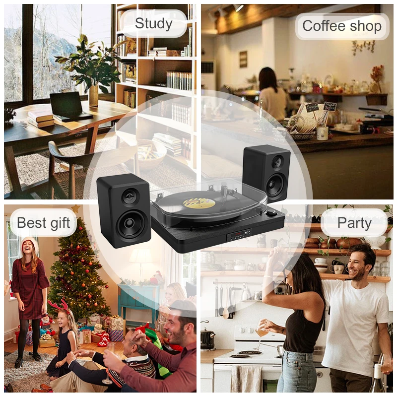 Wooden Turntable Record Player With Build-in Speaker 3 Turntable Record ...