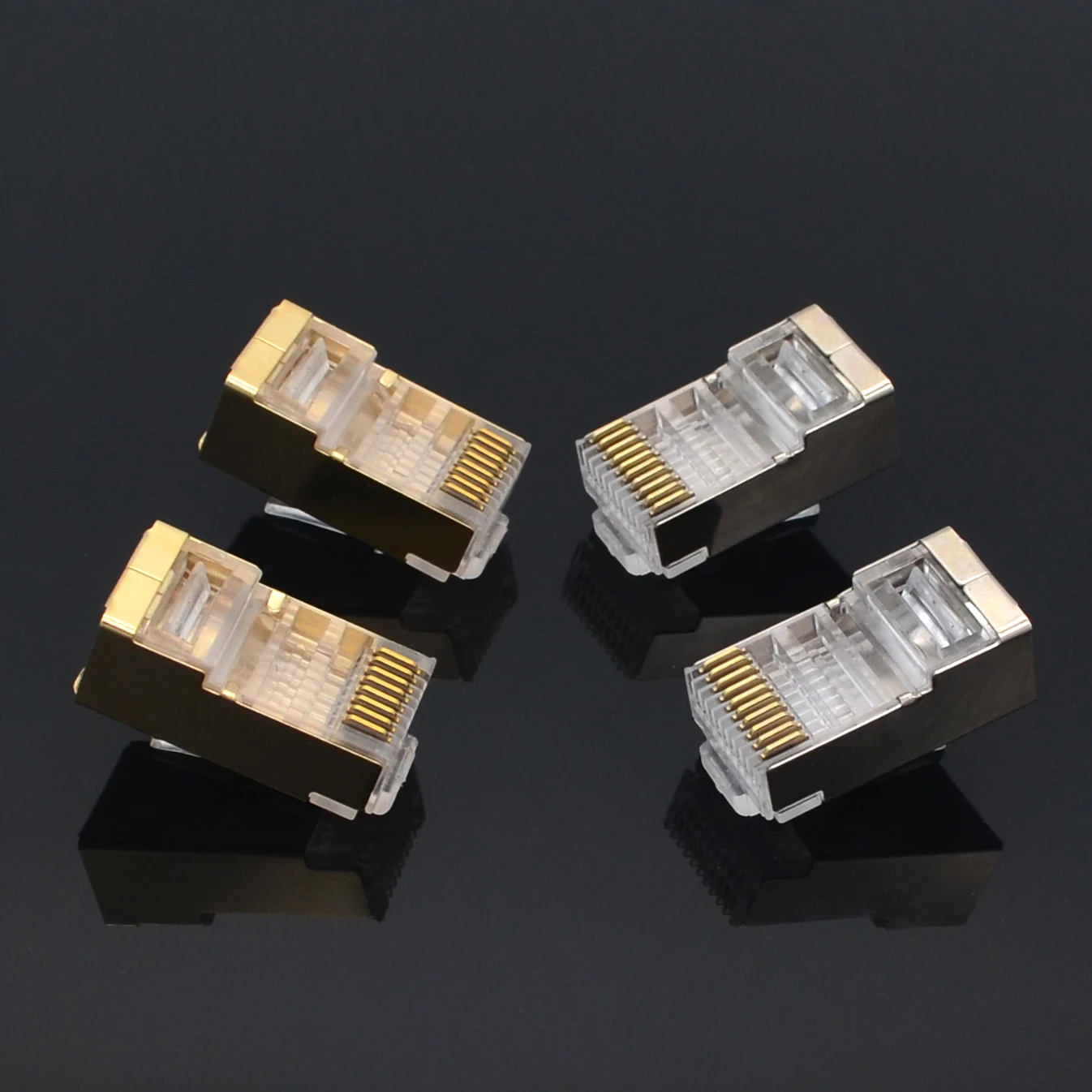 100pcs/Bag Best Price Factory Network CAT5e CAT6 Shielded FTP RJ45 Ethernet 8P8C Male Golden ...