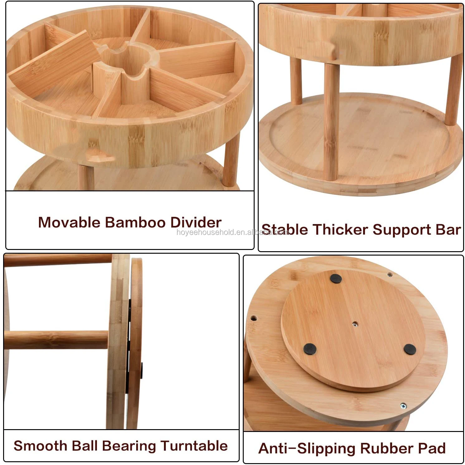 2-tier Bamboo Spinning Spice Rack - Sustainable & Versatile