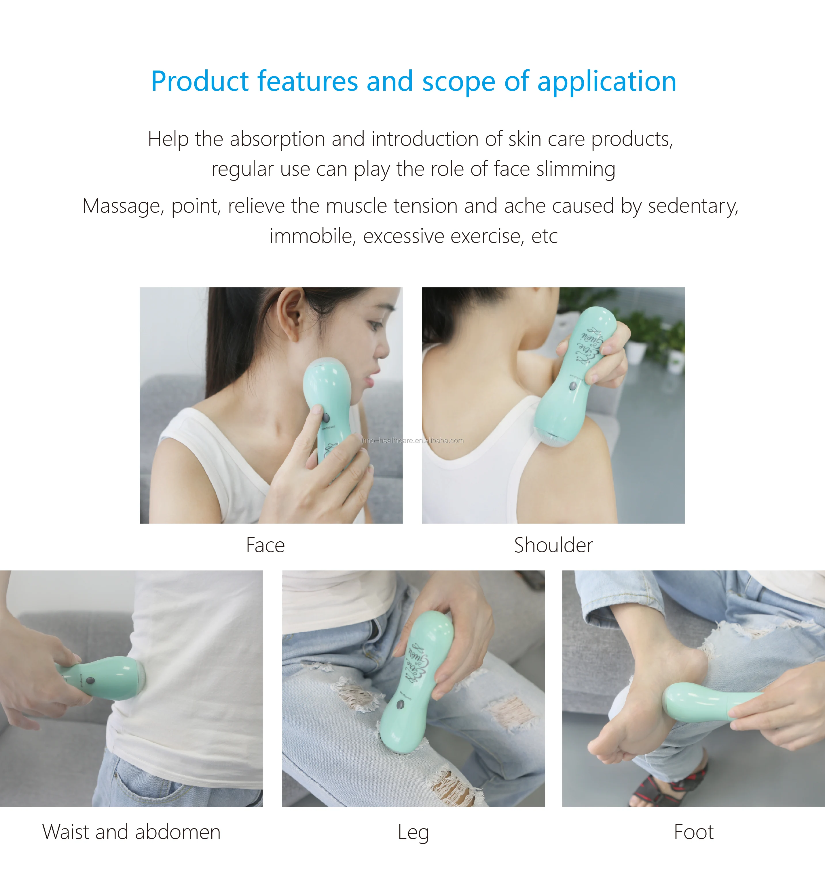 Mini Hand Held Vibration Massager Face Travel Cordless Body Massager ...