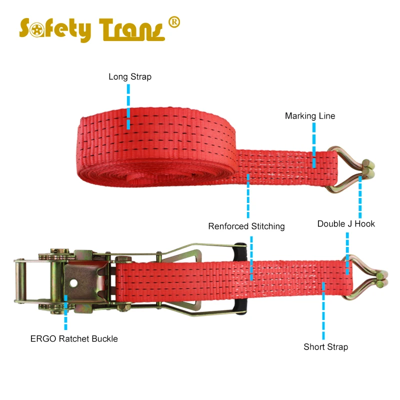 50MM 5000KG Cargo Control Tie Down Strap with Ergo Ratchet Buckle 2 ...