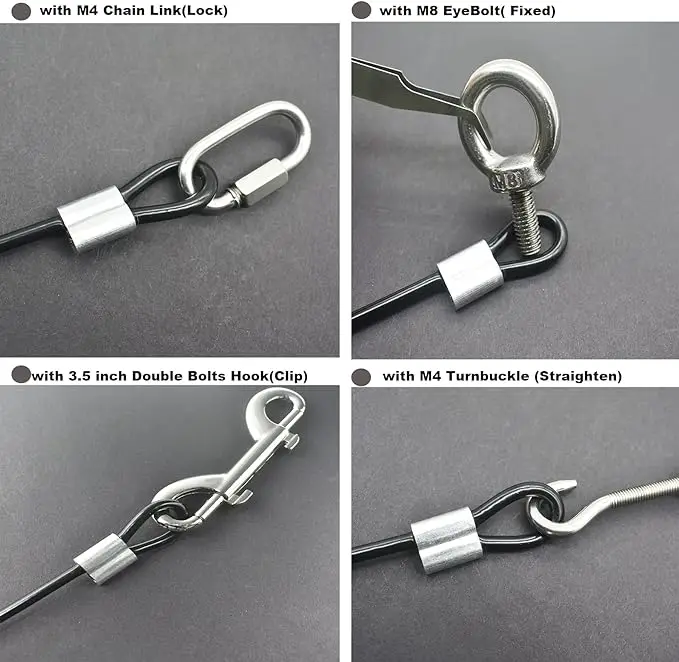 4mm Vinyl Coated Stainless Steel Cable With Loops Short Wire Rope ...