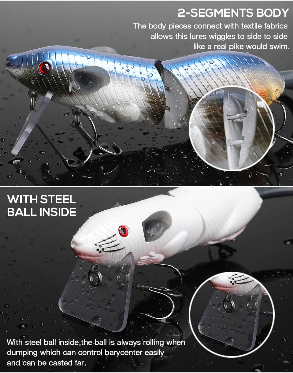 Mouse Topwater Rat Fishing Plastic Joint Lures Swimbait For Bass ...
