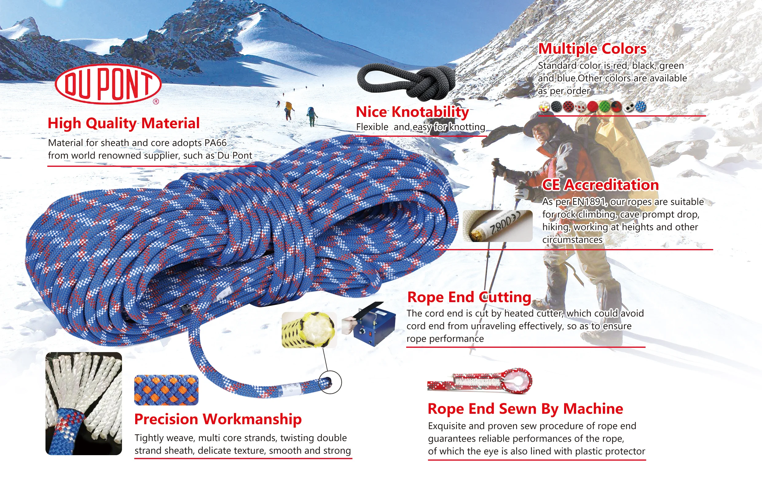 6-20mm Braided Rope - EN892 Nylon Dynamic Climbing Rope