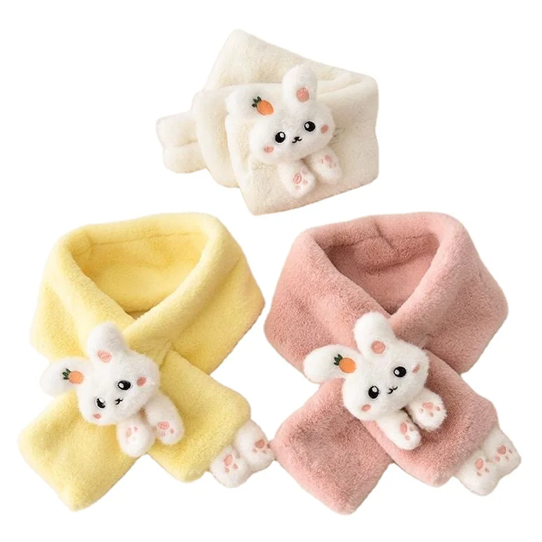 Cute Cartoon Rabbit Faux Fur Kids Neckerchief Warm Scarves