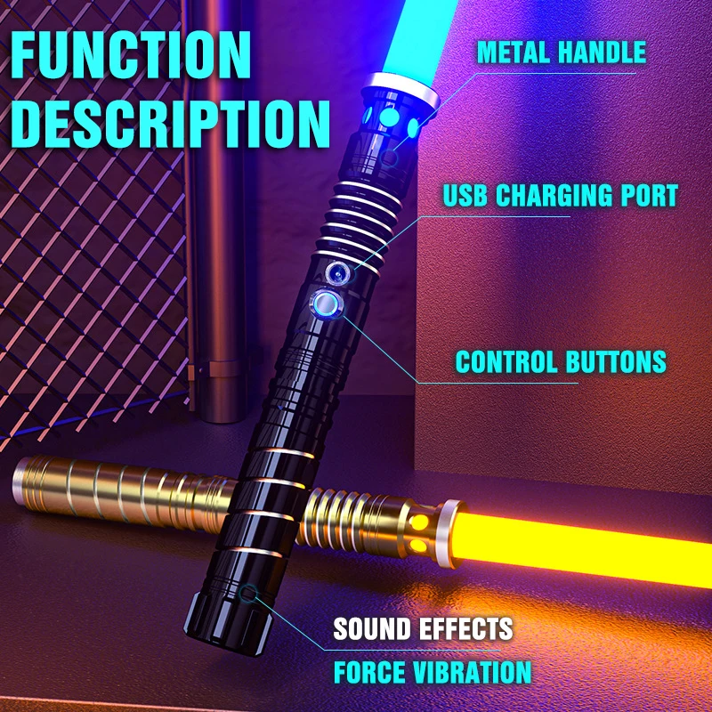 Lightsaber,Laser,Led Flash,Toy Sword,Strap With 16 Colors Of Lights And ...