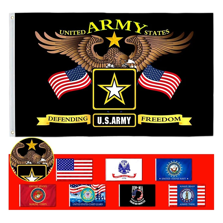 Wholesale Large Eagle Flag Custom Logo Us Army Flags Printed Double ...