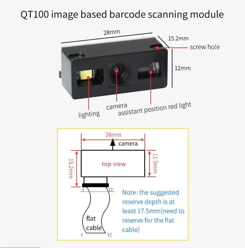 QT100 embedded barcode scanning module, QR code scanning engine, can be ...