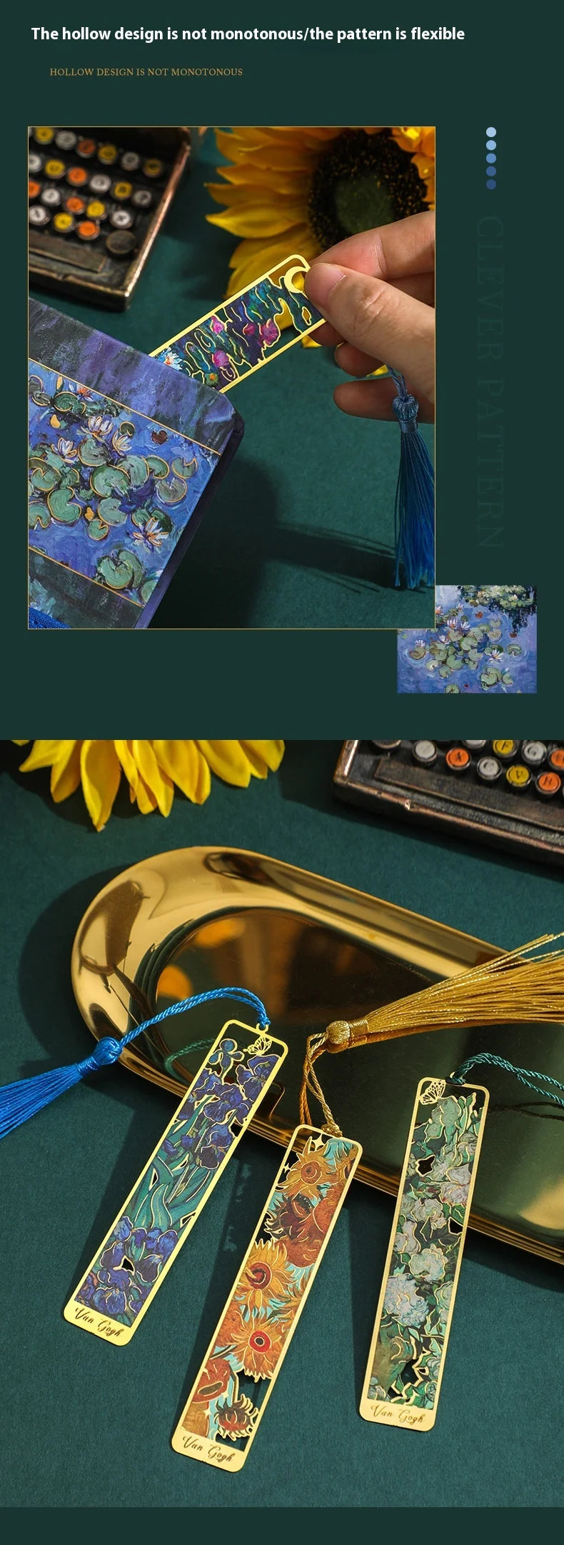 Creative Retro Metal Floral Glimpse Bookmarks Creative Famous Painting ...