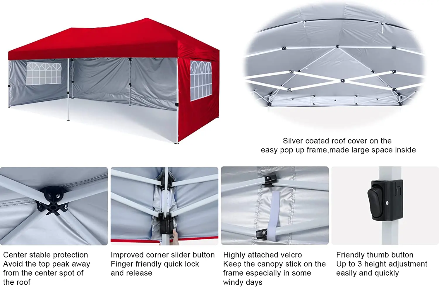 Heavy Duty Gazebo Portable Big Metal Frame Folding Tent Camping Trade ...