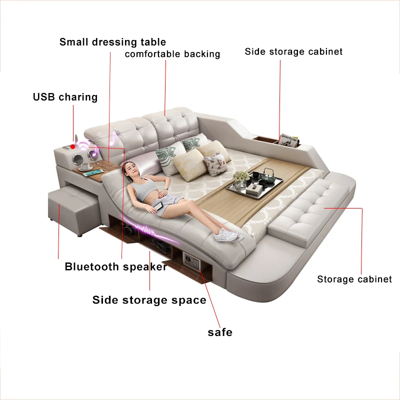 Modern Design Smart Bed Table Multi Functional Bed King Size Bed Frame ...