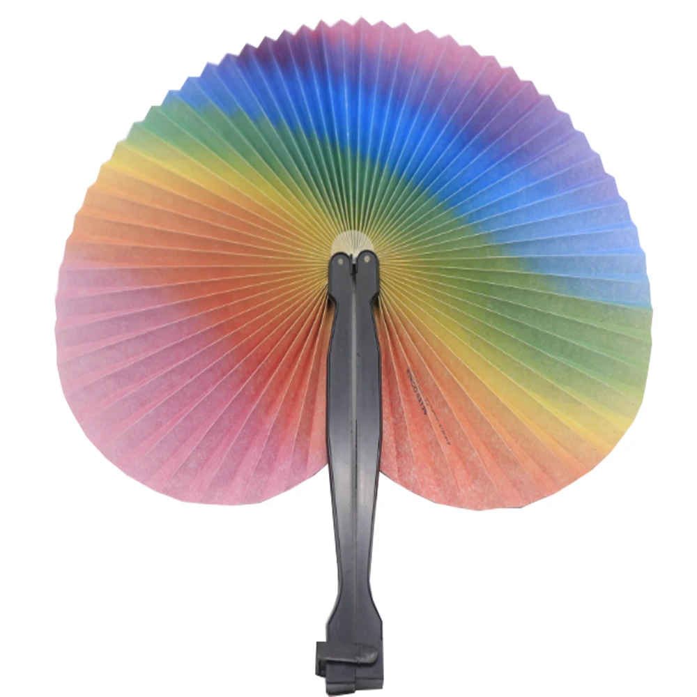 Round Shaped Accordion Folding Handheld Paper Hand Fans
