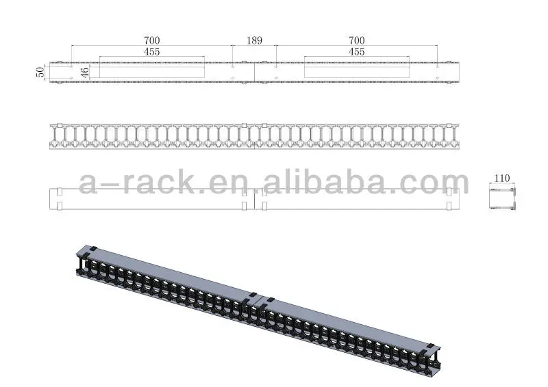 Vertical Plastic Cable Organizer for Server Rack Data Center