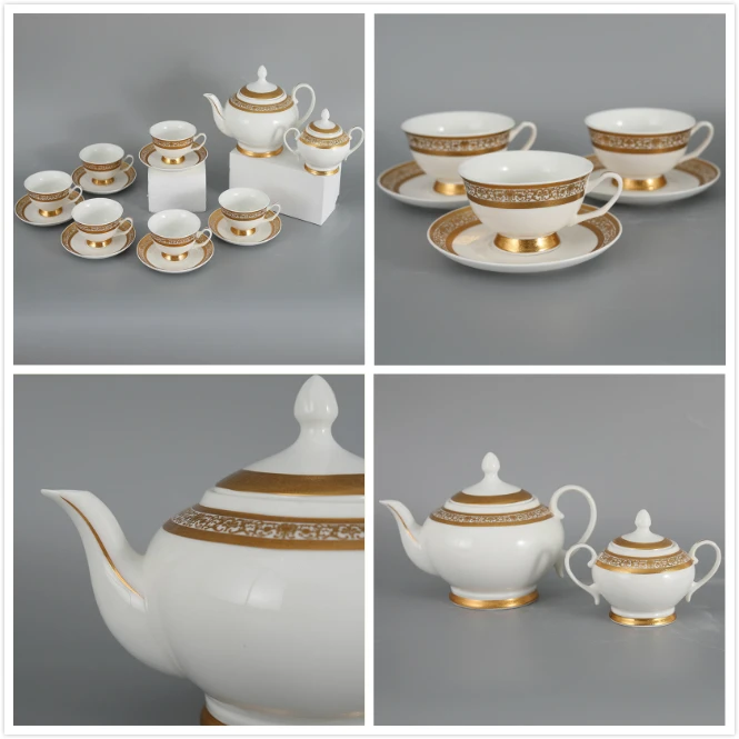 Wholesale High Quality Tea Pot Set With Cups Gold Rim - Buy Tea Pot Set ...