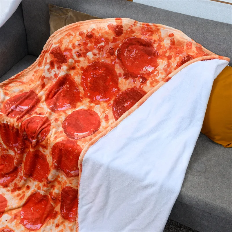 Wholesale Customizable Realistic Pizza Food Flannel Blanket Double Side ...