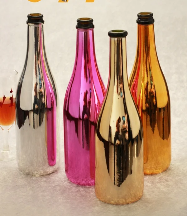 Electroplating Glass Bottle Golden Color 750ml Glass Spirit Bottles ...