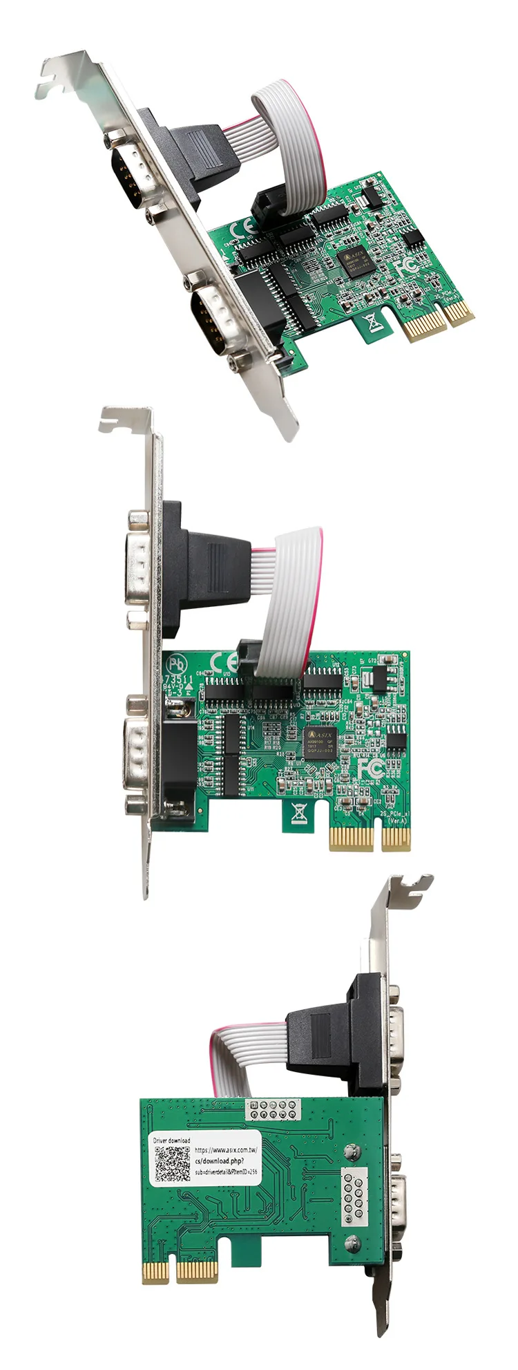 PCIE 2 Port Serial Expansion Card, PCI Express to Industrial DB9 Serial ...