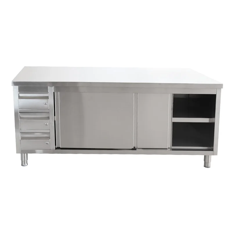 Stainless Steel Double Door Table - Efficient Kitchen Setup